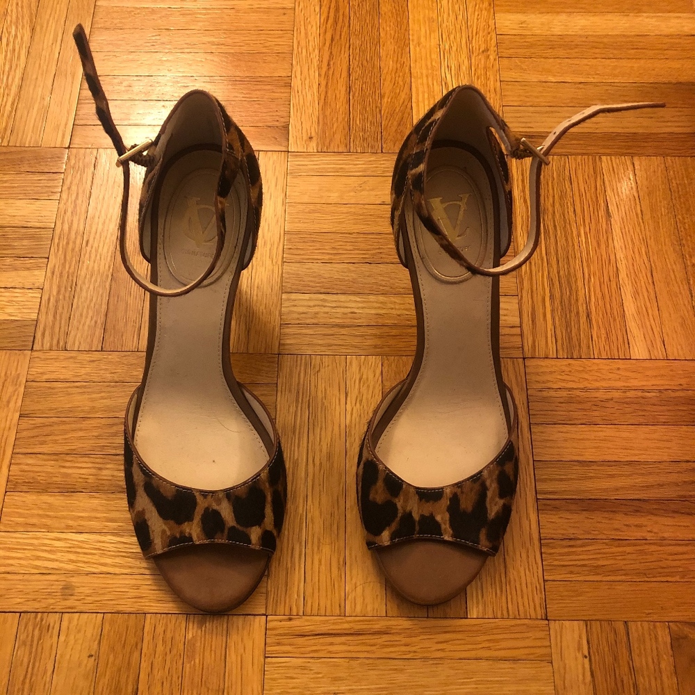 Vince Camuto Leopard Print Open Toed Heels - Gem
